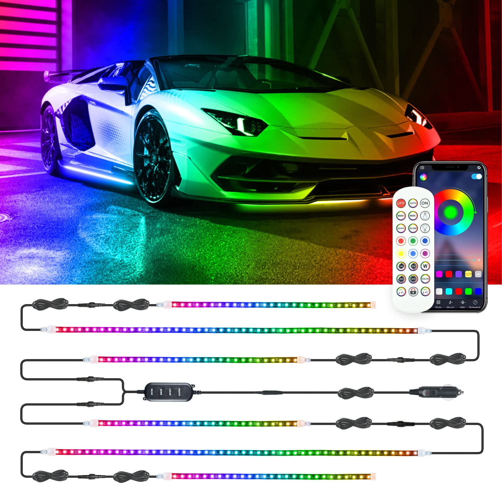 higlowplus Underglow Kit for SSF20 Car, 6 Pcs Bluetooth Led Strip ...