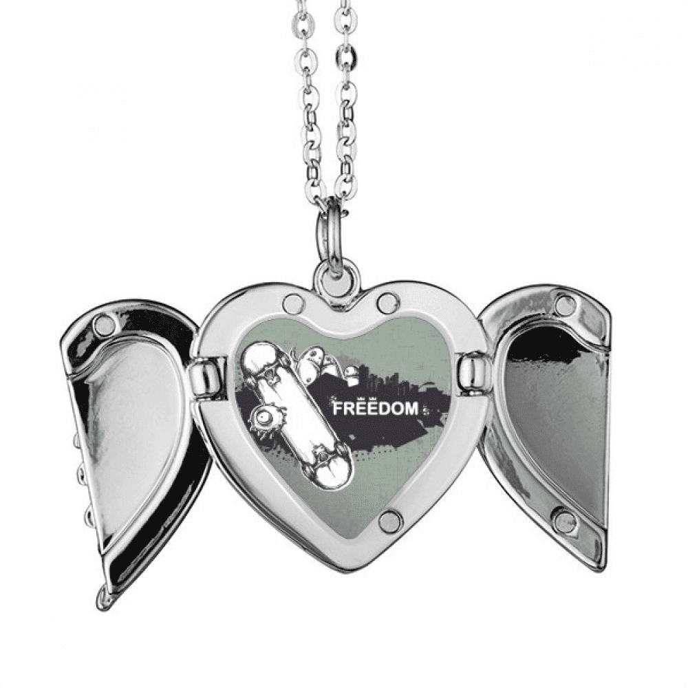 hip-hop freedom skateboard monster pattern angel wings necklpendant ...