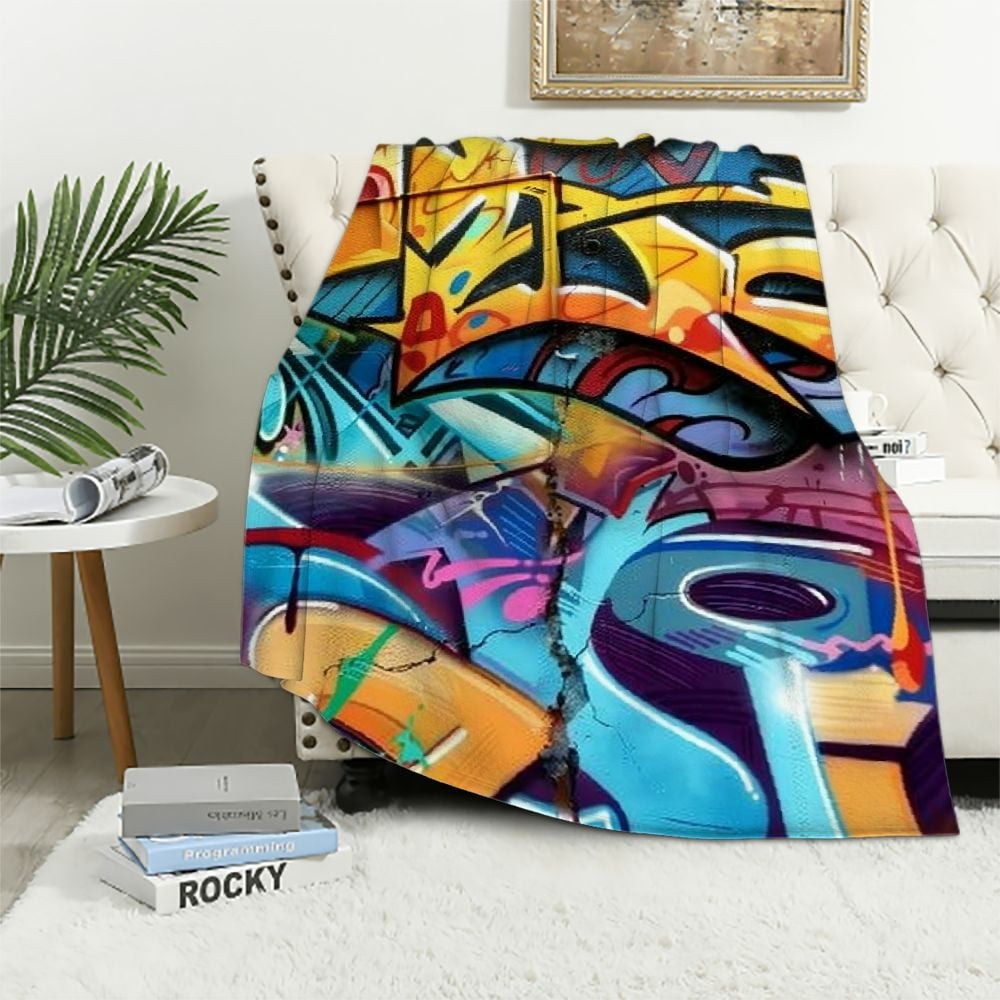 hippie graffiti for children, boys, youth, modern blankets, Wall Street ...