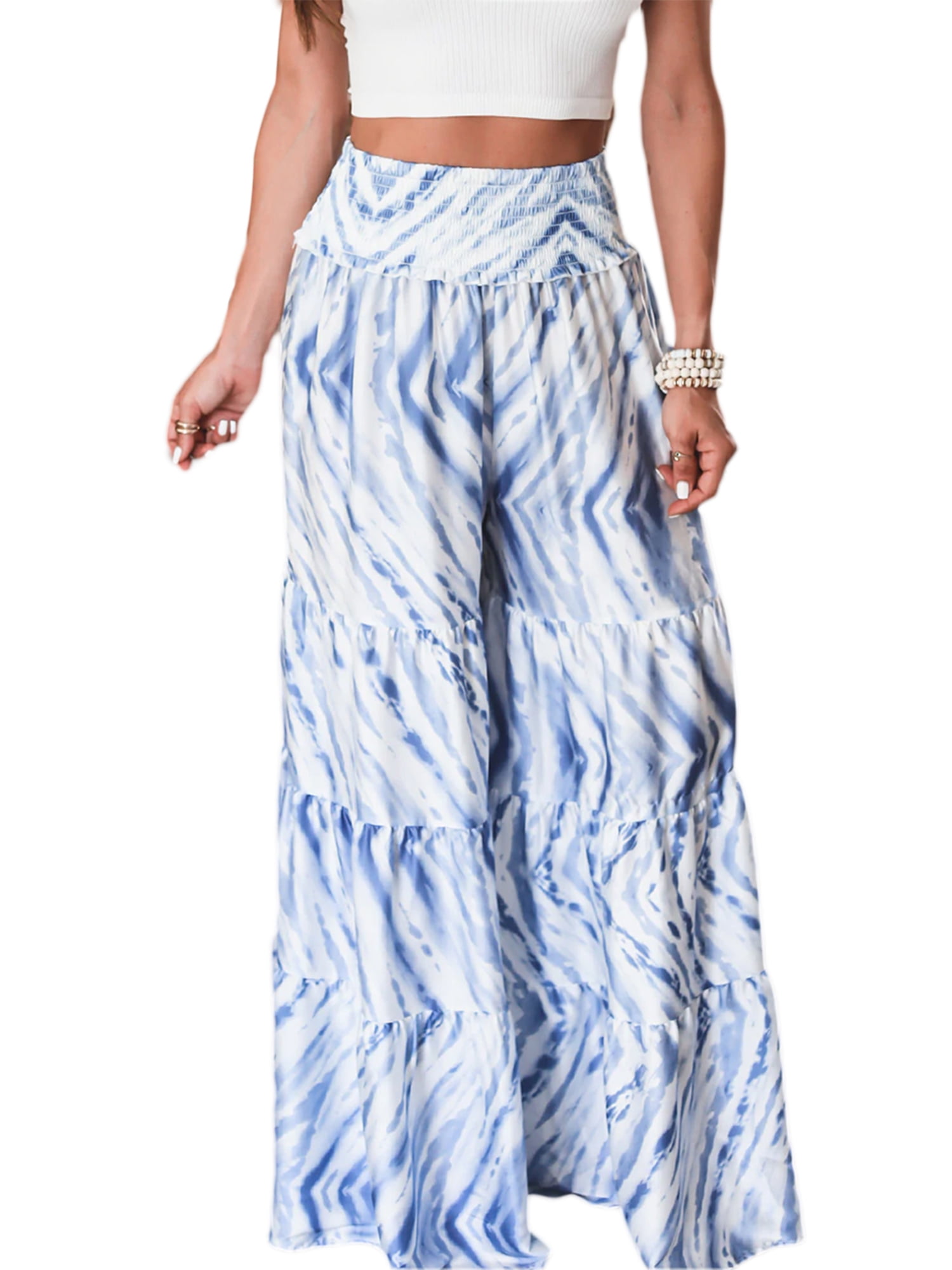 hirigin Palazzo Pants for Women Wide Leg Flowy Pants Summer Loose Boho ...