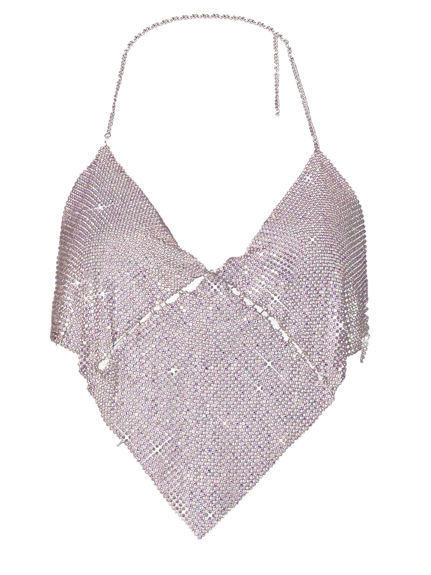 hirigin Sparkly Tops for Women Sleeveless Backless Sliver Crop Top Sexy ...