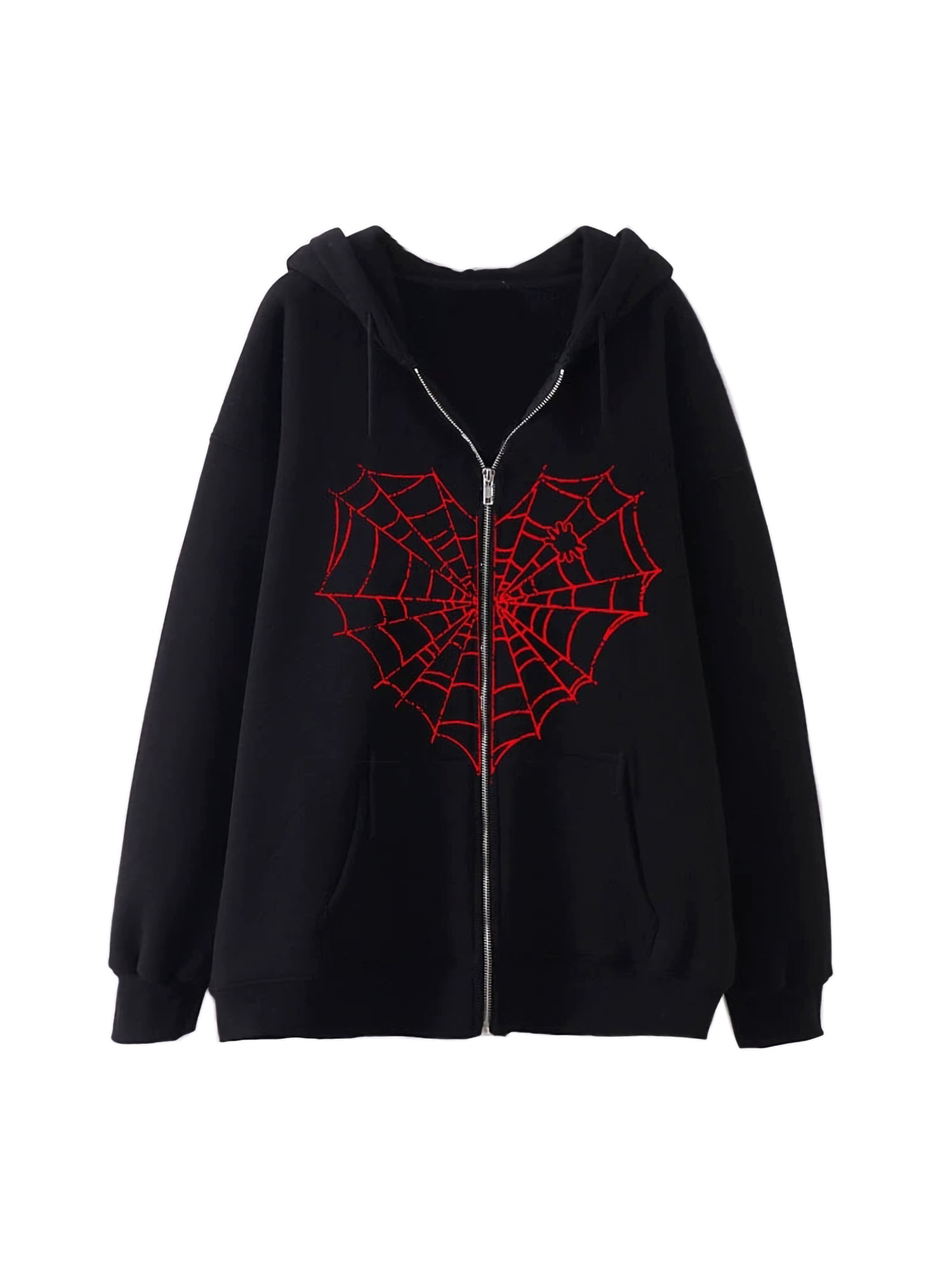 hirigin Women Hooded Coat, Long Sleeve Skull/ Spider Web/ Heart Printed ...