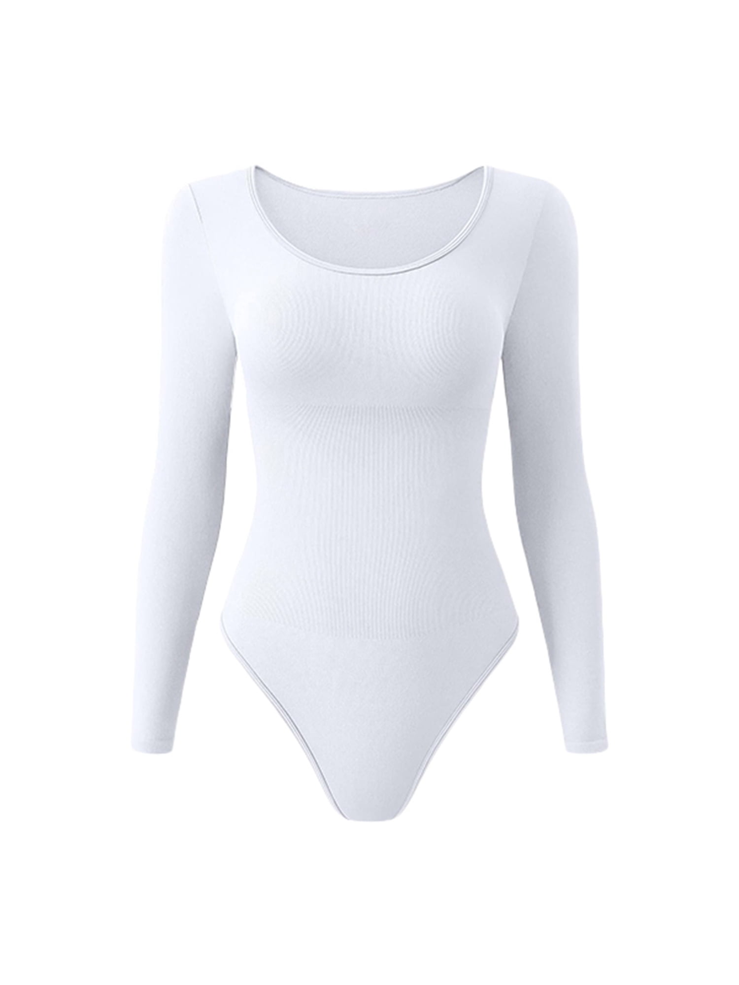 hirigin Women Long Sleeve Tops Bodysuit Bodycon Wrapped Solid Color ...