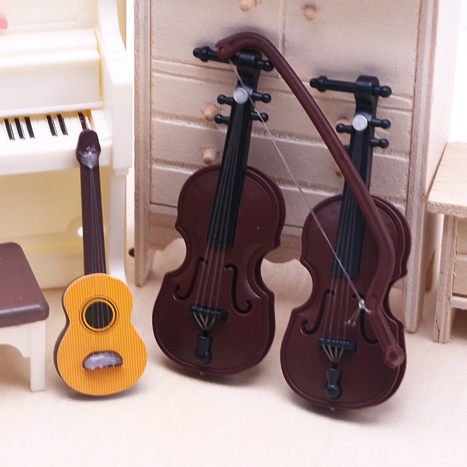 hiryomu 10Pcs Miniature Musical Instrument Realistic Mini Violin Guitar ...