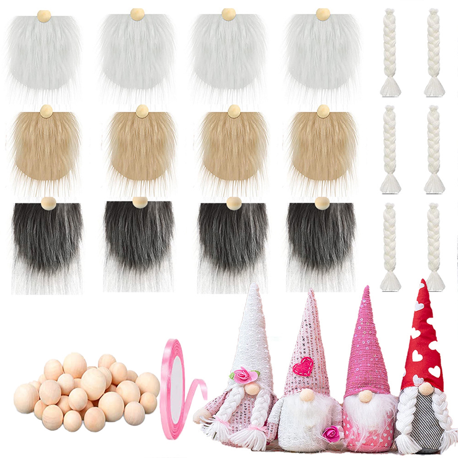 hiryomu 18-Piece Dwarf Beard And Braid Set for DIY Gnome Dolls Faux Fur ...