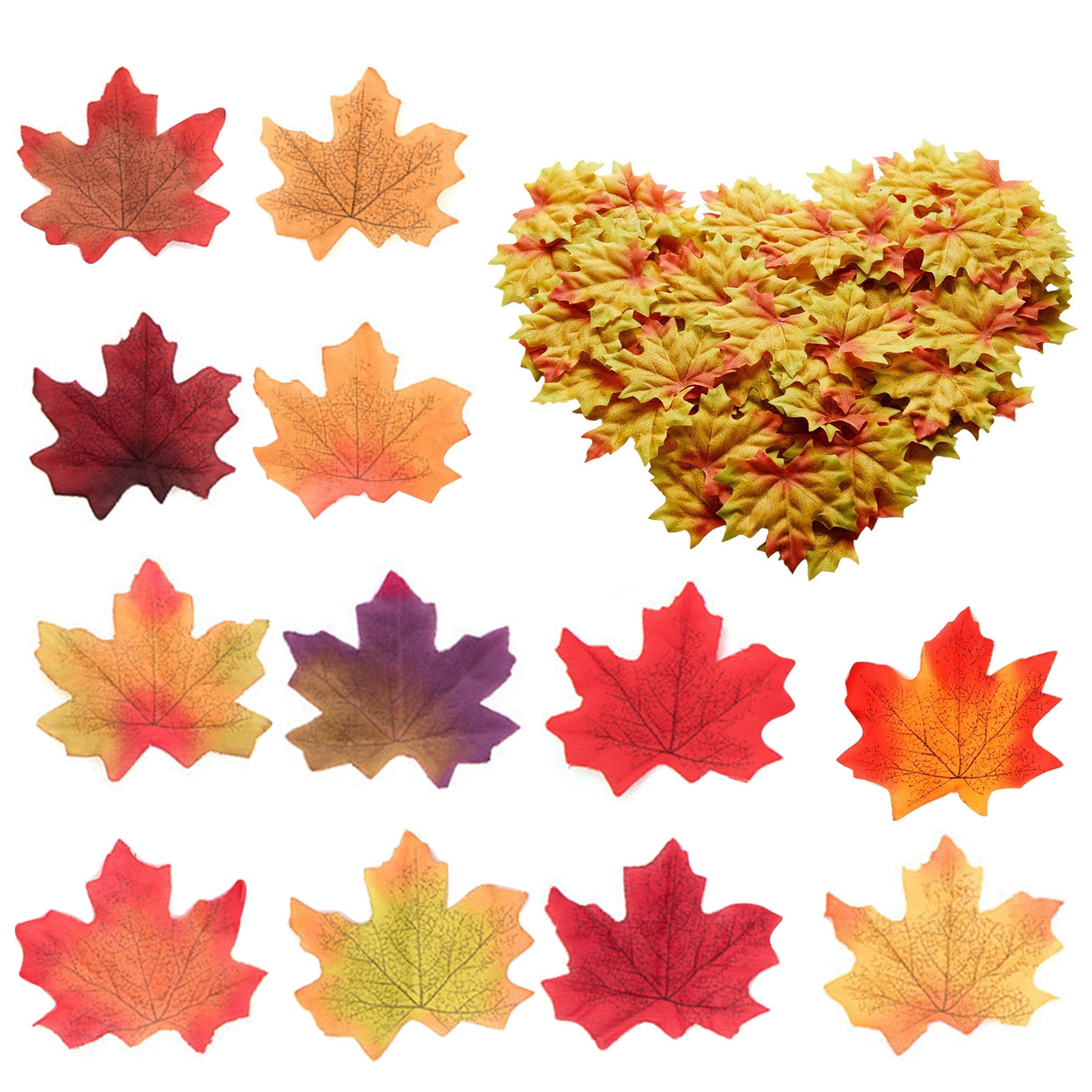hiryomu 200Pcs Fall Artificial Maple Leaves Autumn Fake Maple Leaves ...