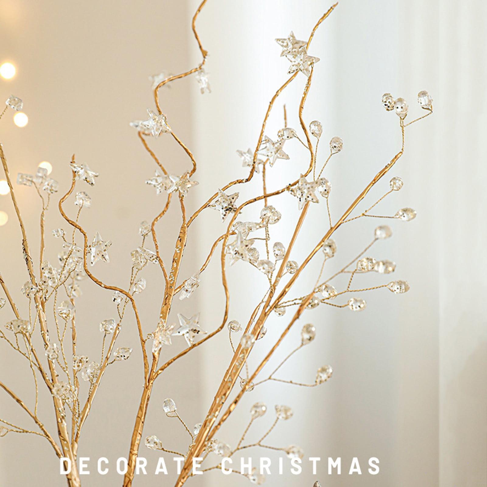 hiryomu Christmas Artificial Glitter Picks Faux Crystal Berry Stem ...