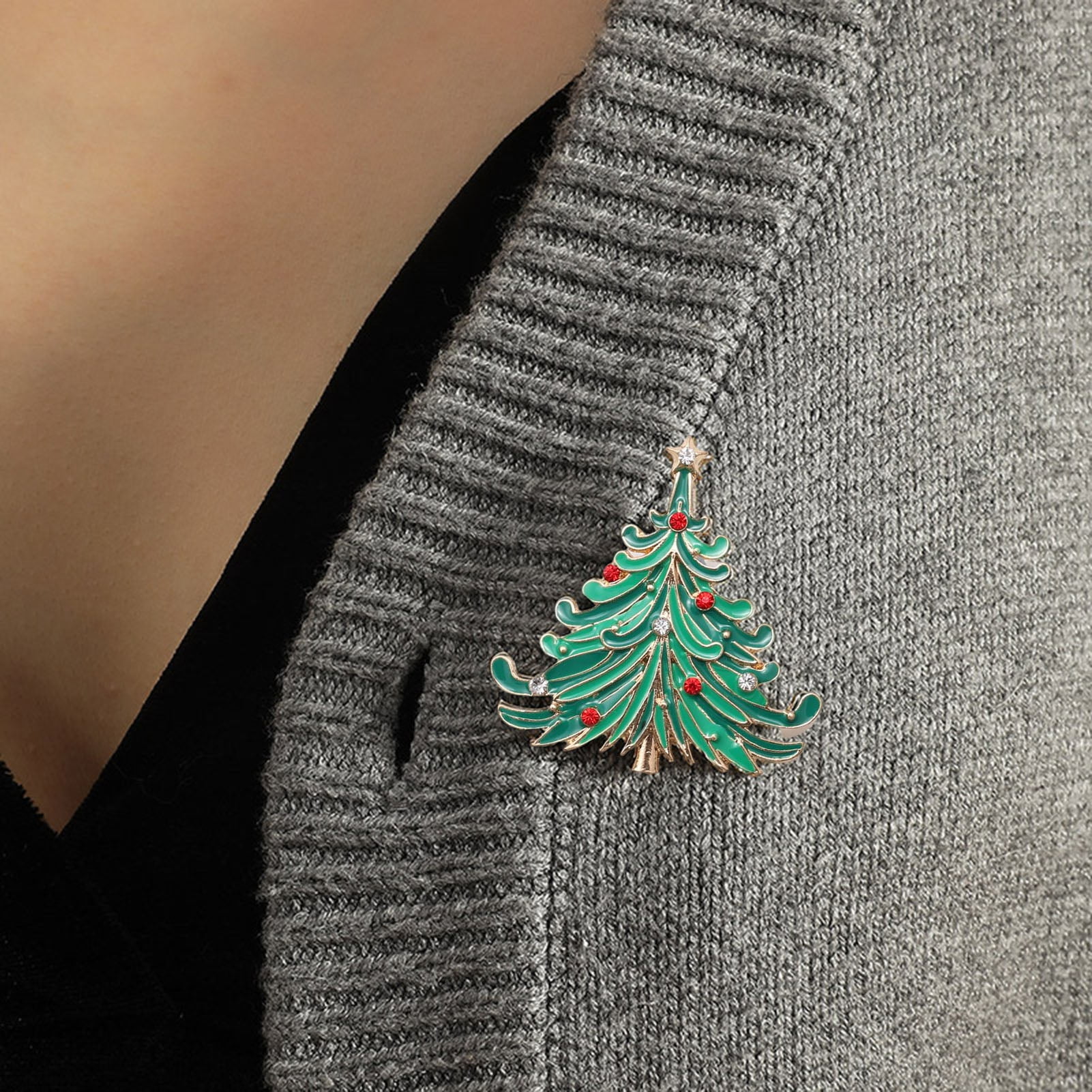 hiryomu Christmas Brooch Festival Shiny Colored Rhinestone Sparkling ...