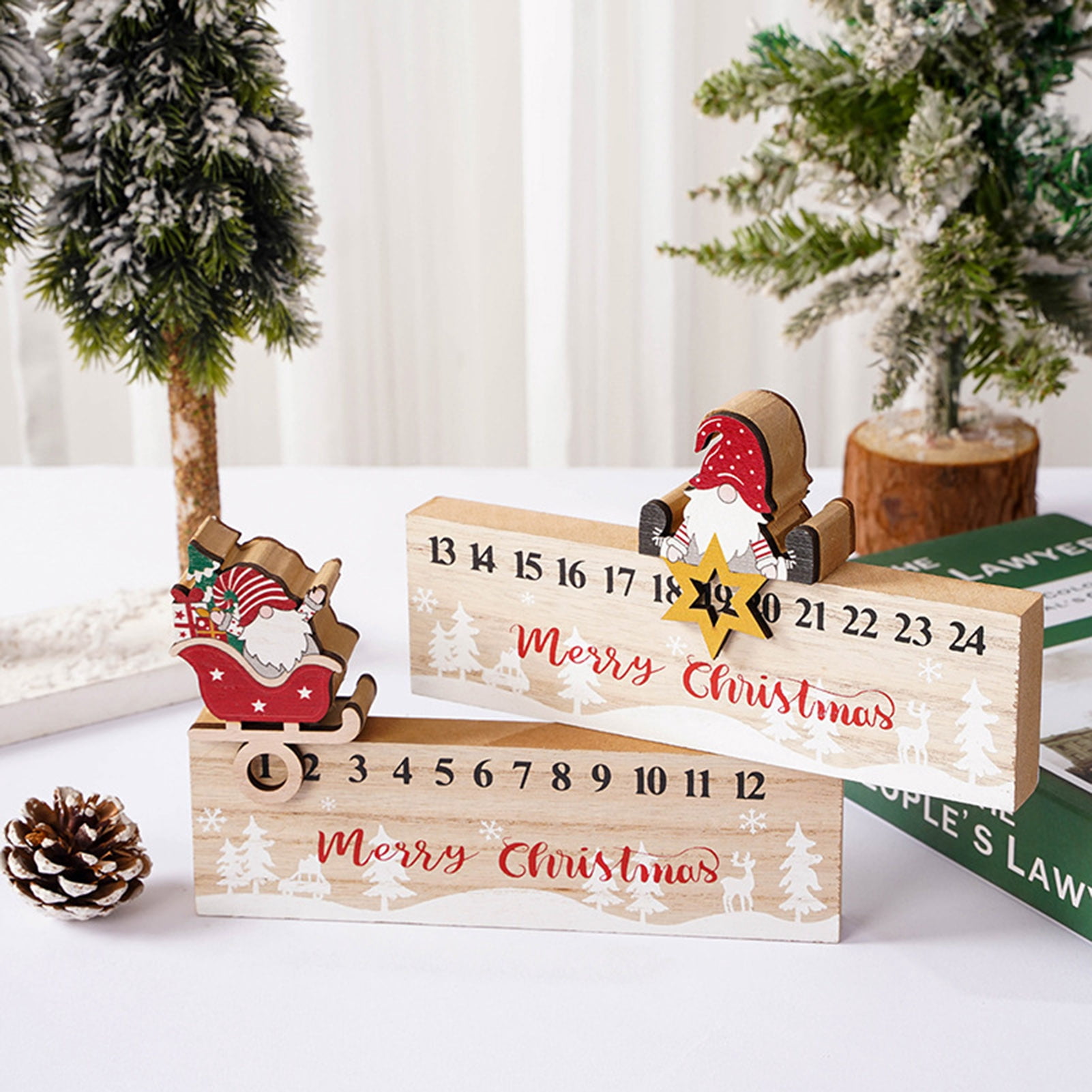hiryomu Christmas Countdown Wooden Sign Days Till Christmas Wooden Car ...