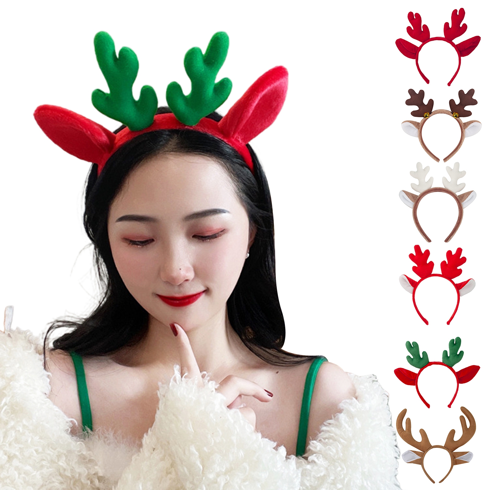 hiryomu Christmas Headband Antler Decor Hair Hoop Festive Reindeer ...