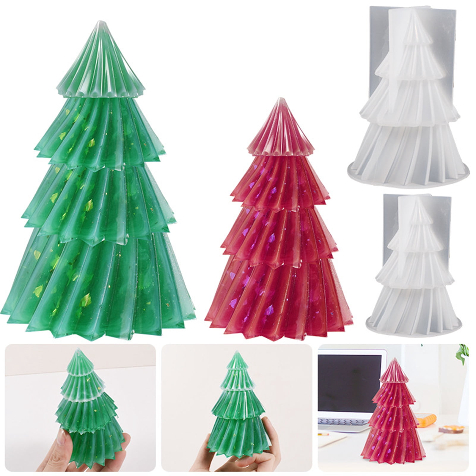 hiryomu Christmas Tree Silicone Candle Mold Food Grade Heat-Resistant ...