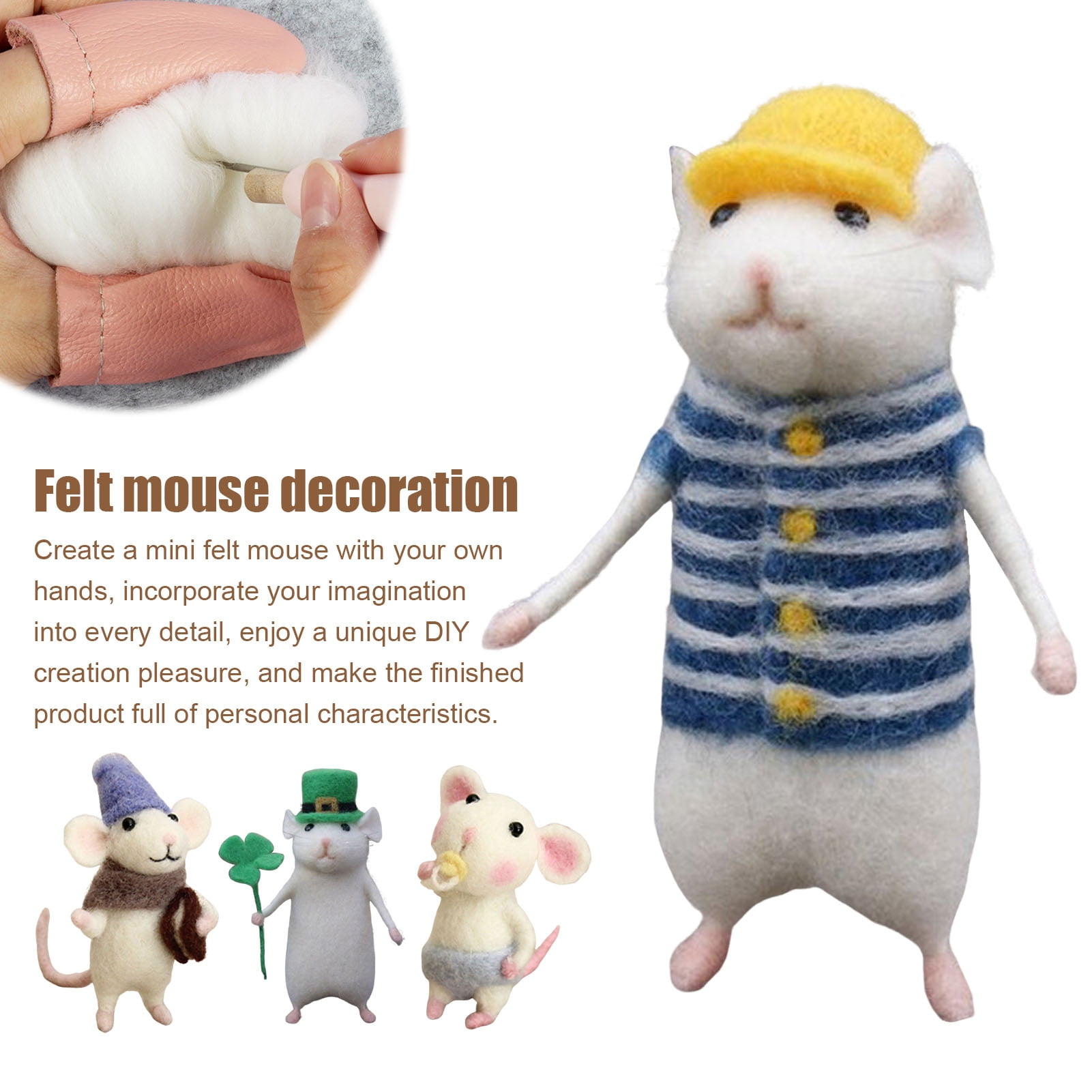 hiryomu Felt Mouse Doll DIY Kit Stress Relief Felt Craft Set with ...