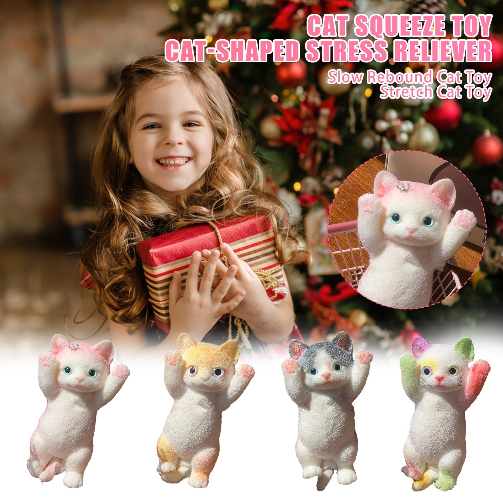 hiryomu Realistic Cat Squeeze Toy Slow Rebound Soft TPR Stress Anxiety ...