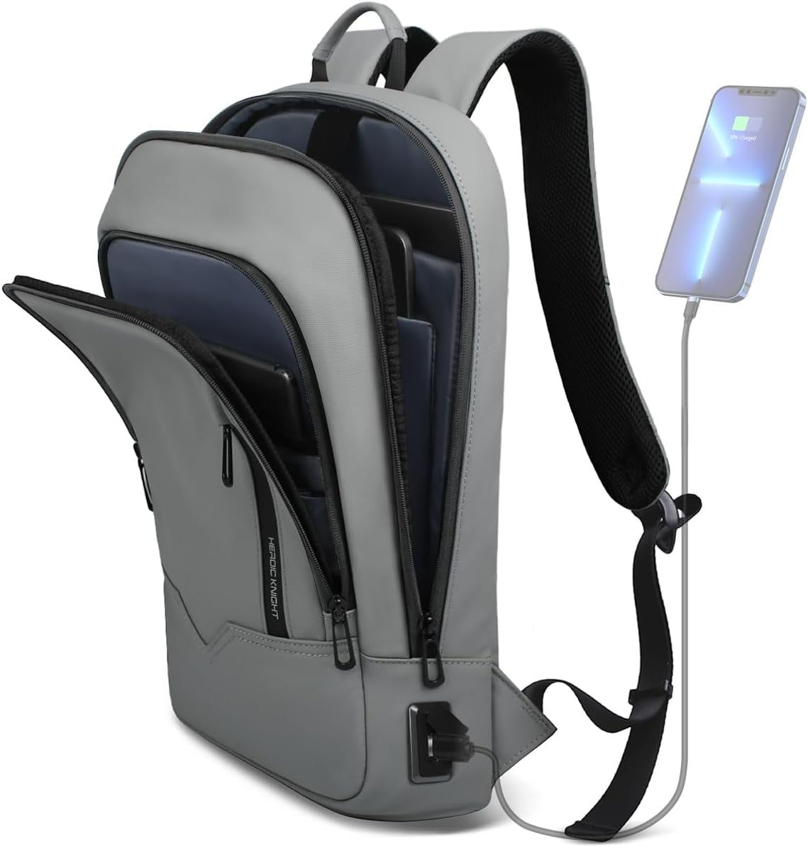 hk Backpack for Men Business Slim Backpack with USB Charger Computer ...