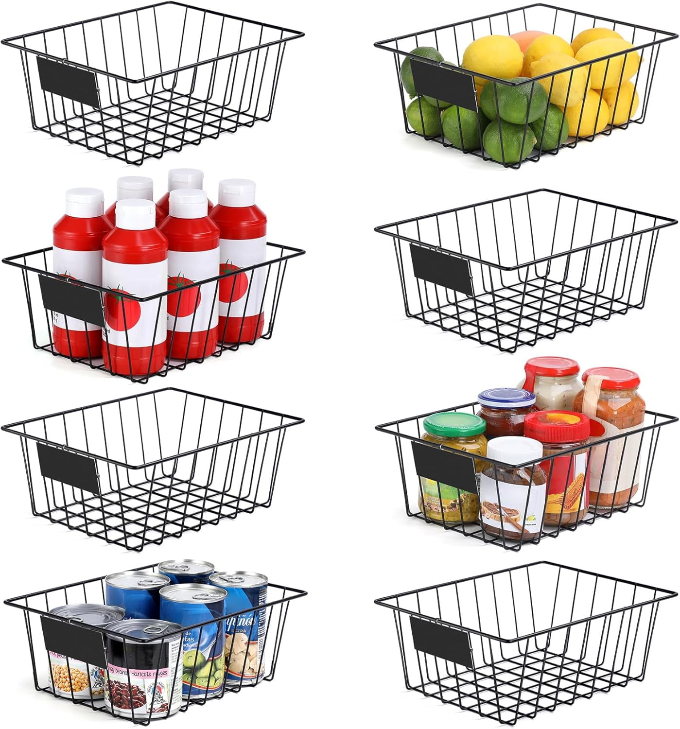hkahxbgd 8 Set Extra Large Wire Baskets for Organizing with Lables ...