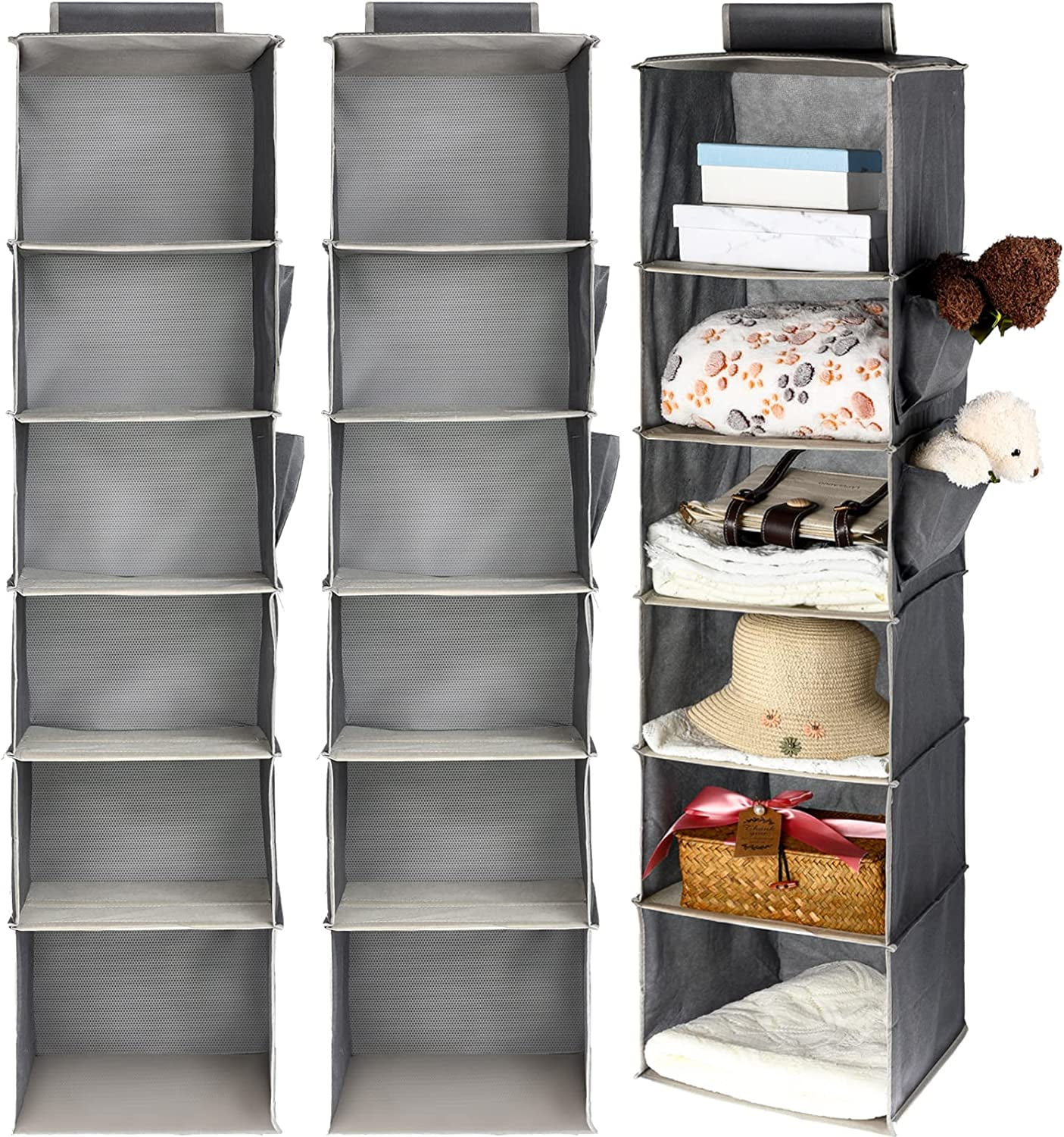 hldhyi 3 Pack Hanging Closet Organizers and Storage 6 Shelf Hanging ...