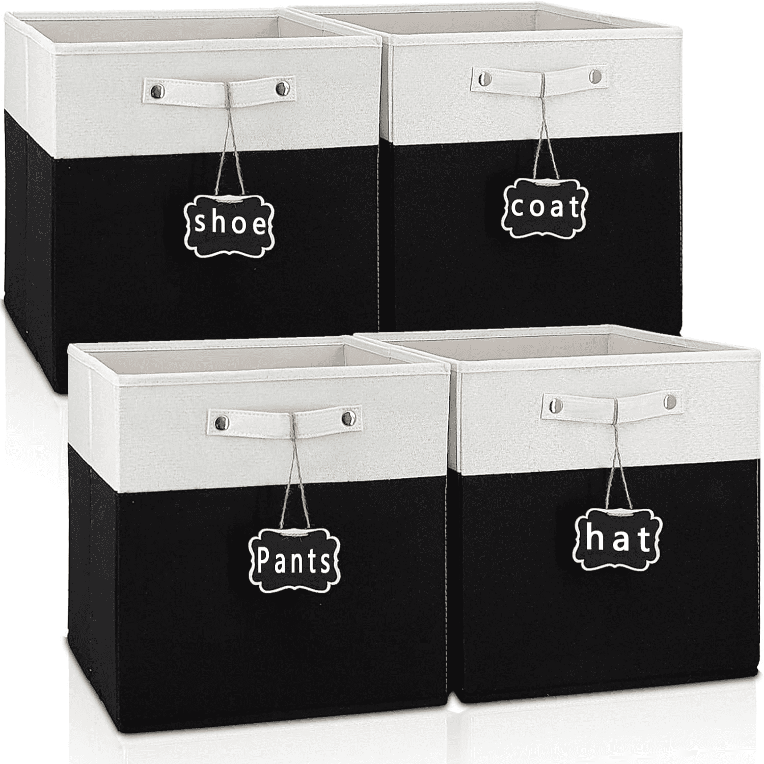 hlquji 13x13x13 Storage Cube Bins 4 Pack Collapsible Fabric Storage Cubes with Labels Cube ...