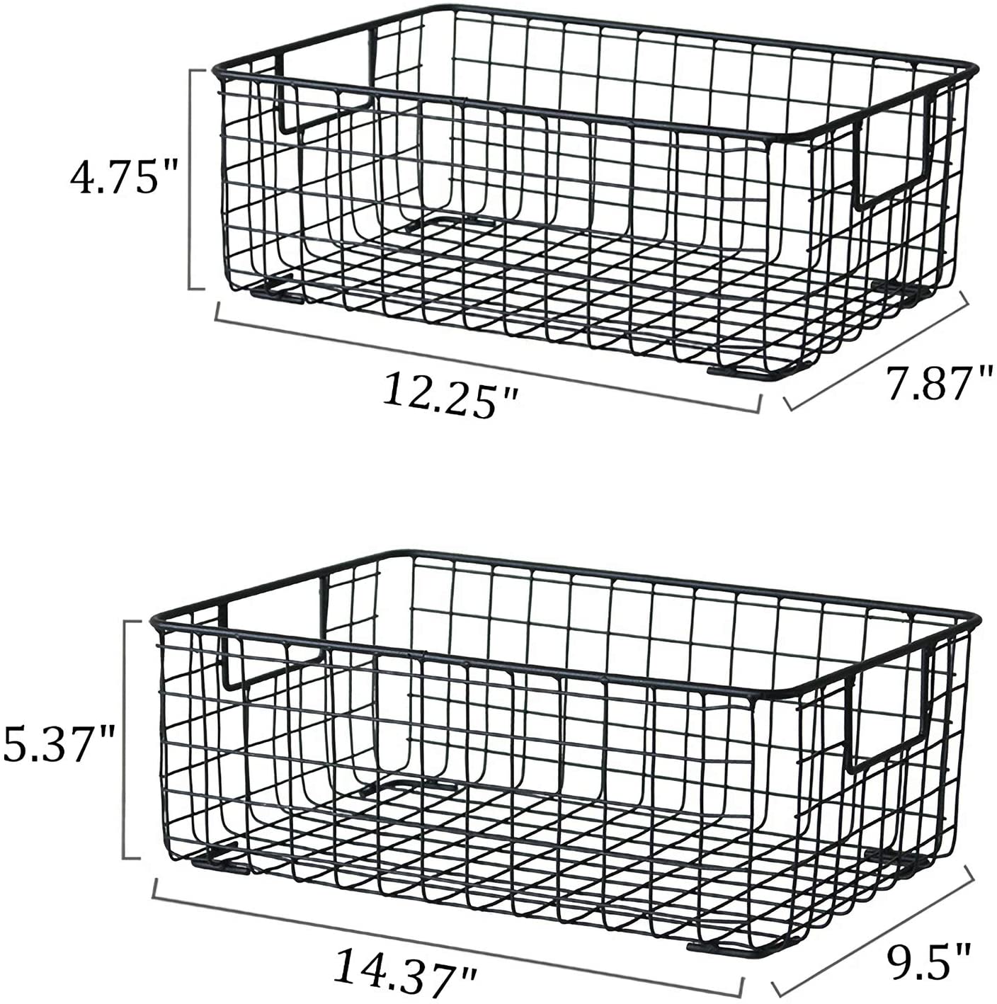 hlquji 2 Pack Wire Storage Baskets with Handles Metal Organizer Basket ...