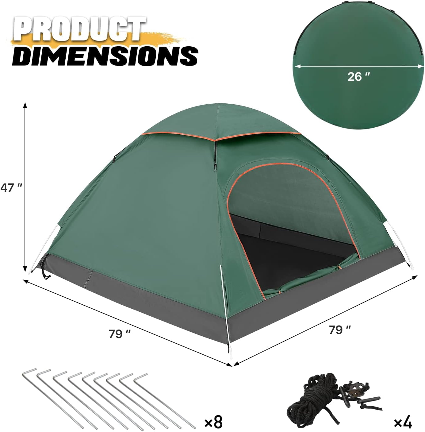 hlquji 2 Person Dome Tent with Skylight Ultralight Carry Family Tent ...