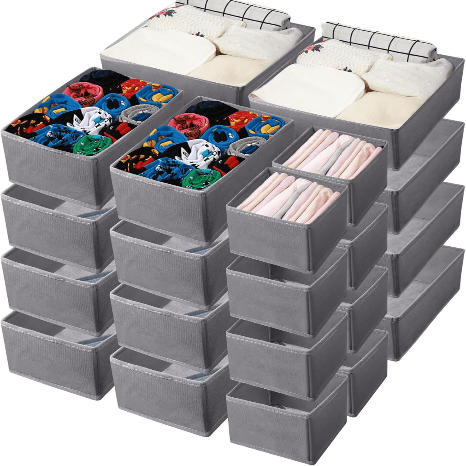 hlquji 24 Set Clothes Dresser Drawer Organizers Dividers Nursery ...