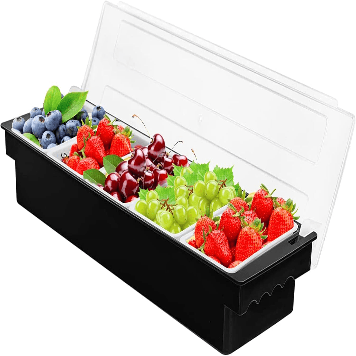 hlquji 4-Compartment Condiment Server Caddy Container with Lid Serving ...