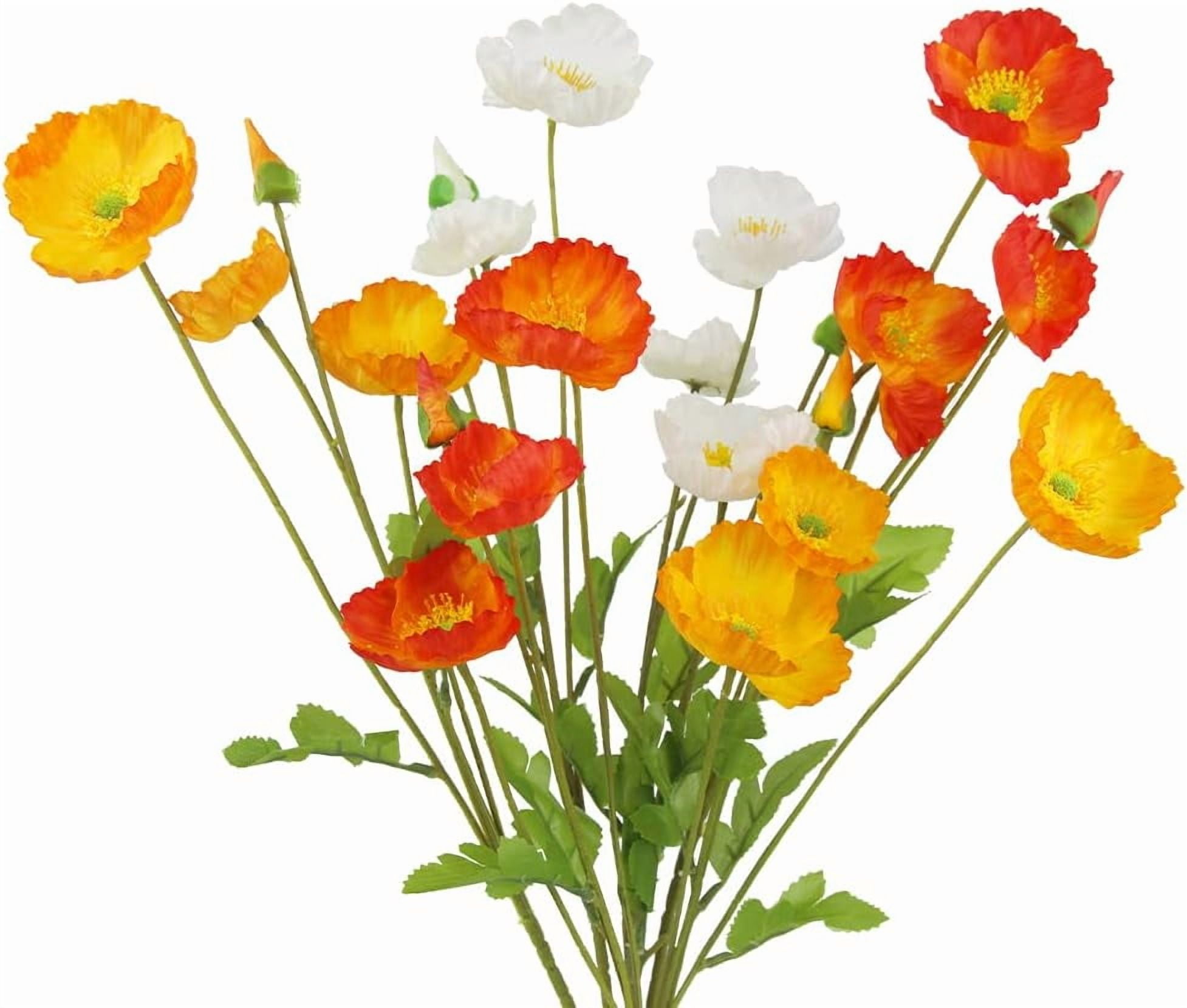 hlquji 6 Pcs Artificial Poppy Flowers Silk Flower Poppy with Stems Real ...