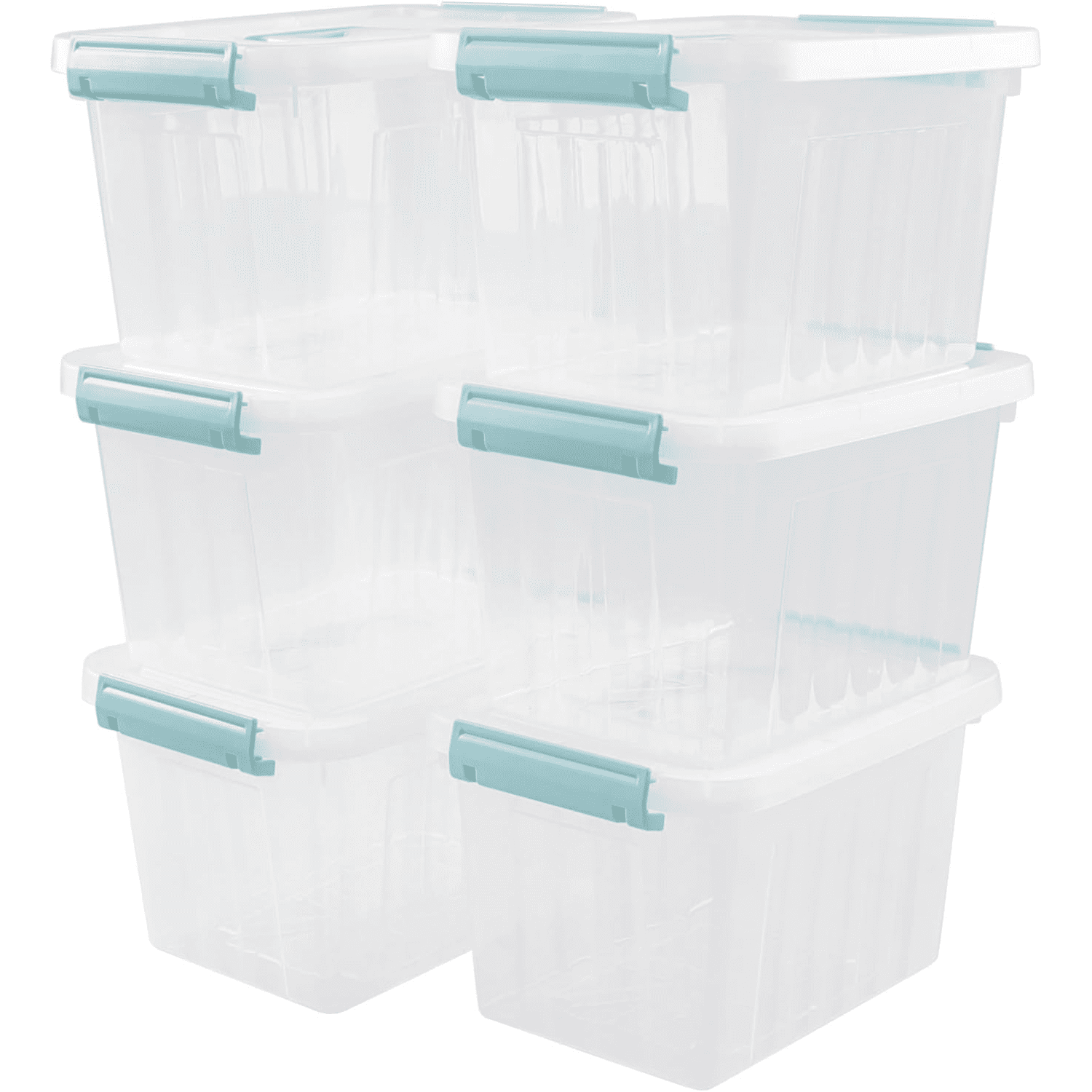 hlquji 6 Quart Plastic Clear Storage Bins with Lids Small Clear Latch ...