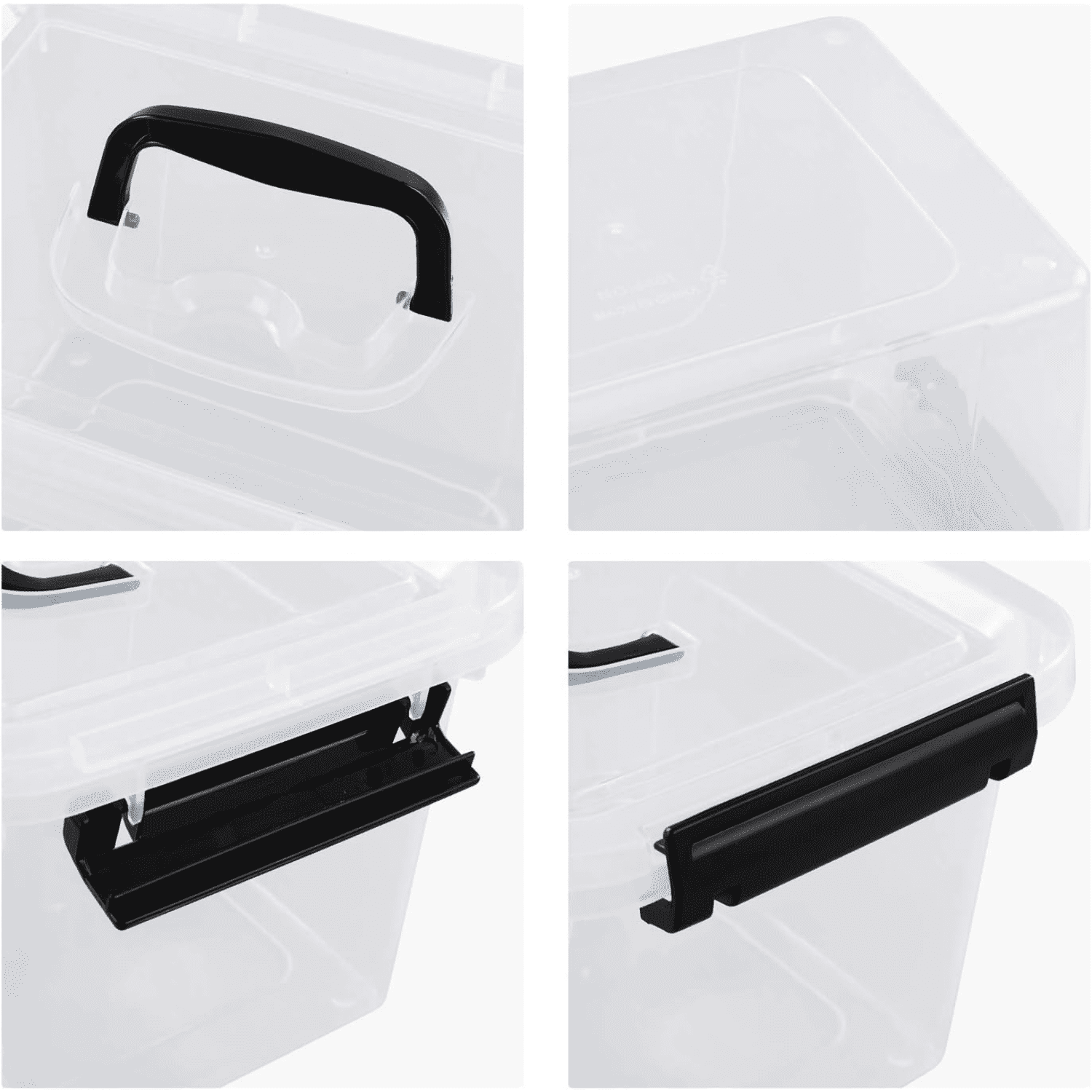 hlquji 6-pack 5 Liter Plastic Storage Bin with Lid Clear Lidded Boxes ...