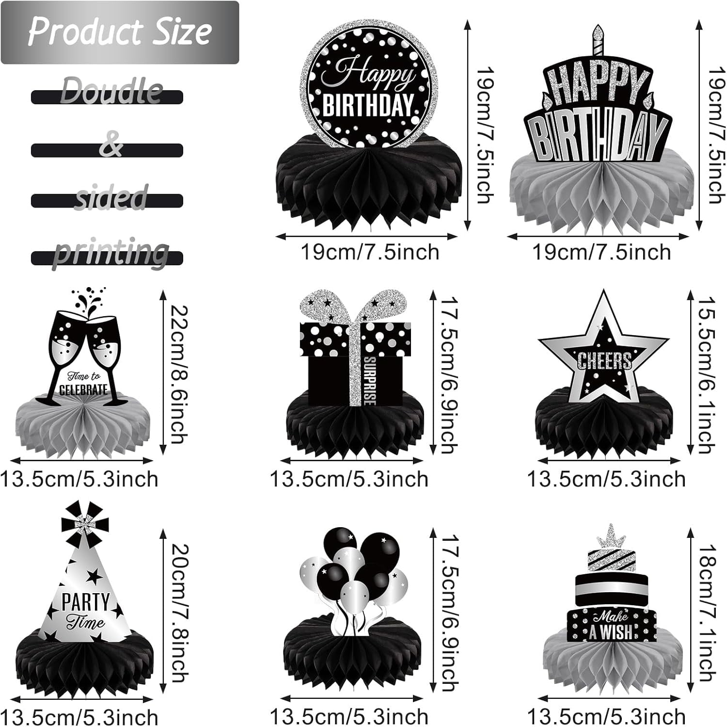 hlquji 8 Pieces Red and Black Birthday Party Honeycomb Centerpieces Red ...