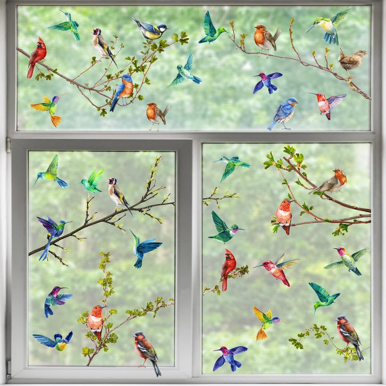 hlquji 9 Sheet Spring Summer Window Clings Prevent Bird Strikes Window ...