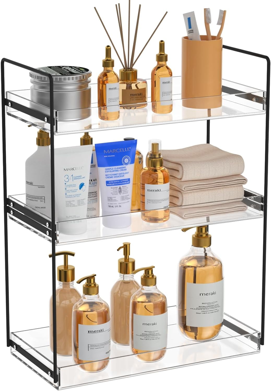 hlquji Bathroom Countertop Organizer 2 Tier Acrylic Tray Vanity Counter ...