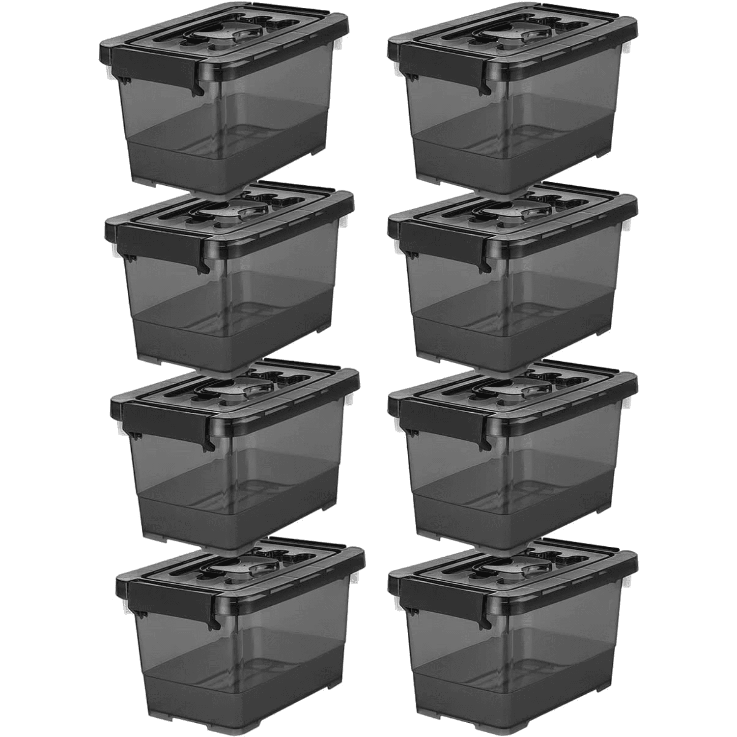 dxynlzq Black Plastic Storage Latch Bins 8 Pack Clear Plastic Handle ...