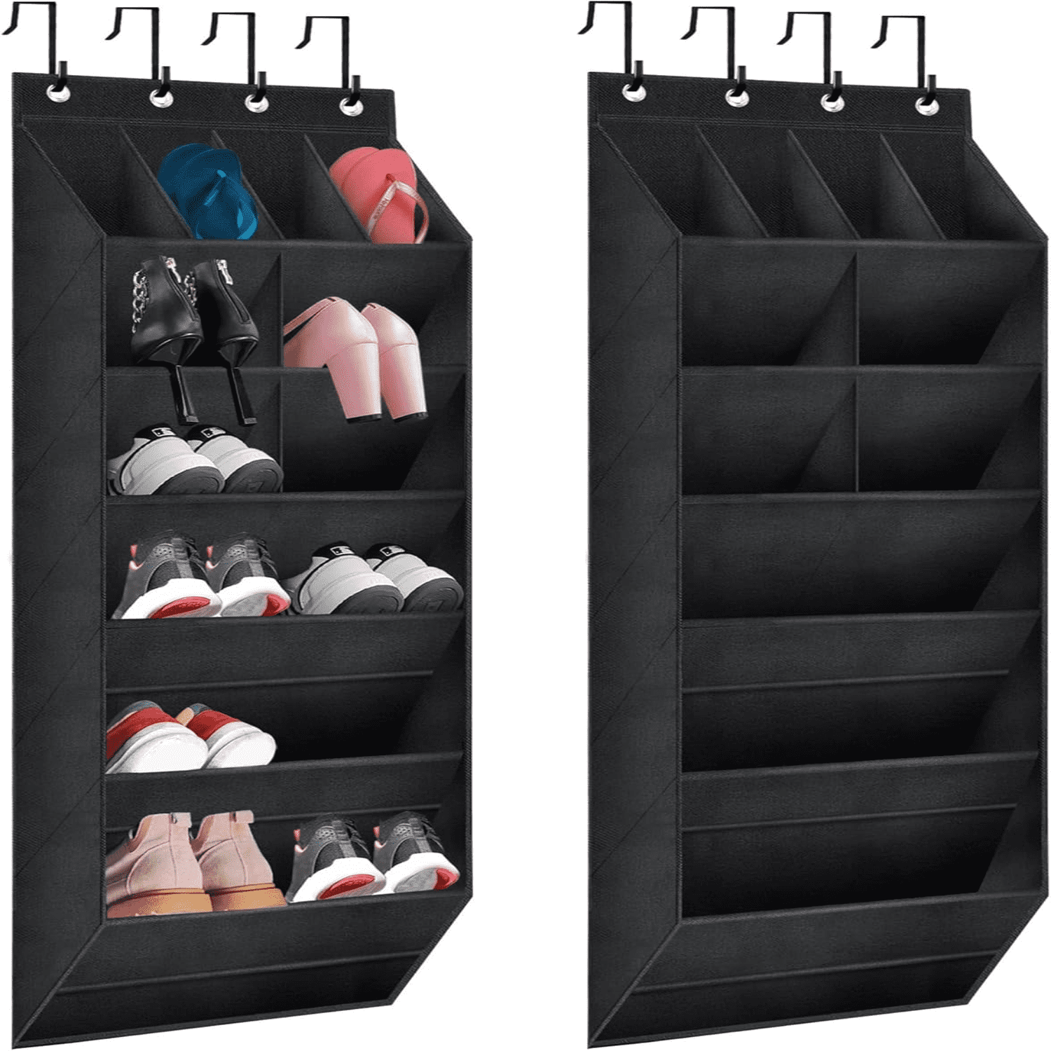 hlquji Over The Door Shoe Organizer with Large Deep Pockets Door Shoe ...