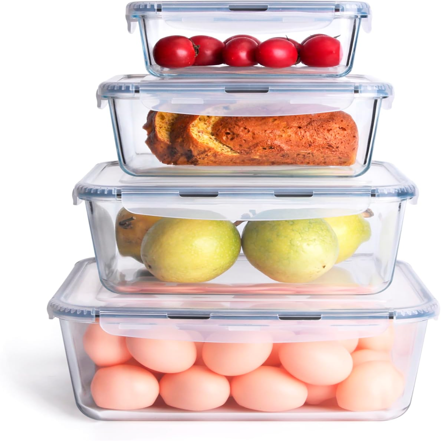 hlquji Extra Large Glass Food Storage Containers with Lids Set-8-Piece ...