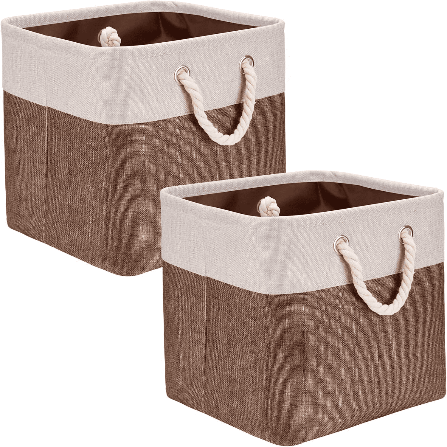 hlquji Fabric Cube Storage Bins 13x13x12.5 Inch Light-Brown Cube ...