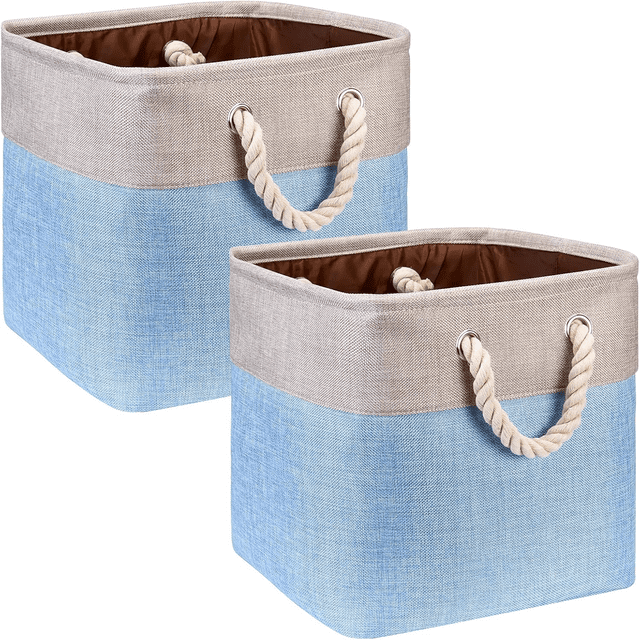 hlquji Fabric Cube Storage Bins 13x13x12.5 Inch Light-Brown Cube ...