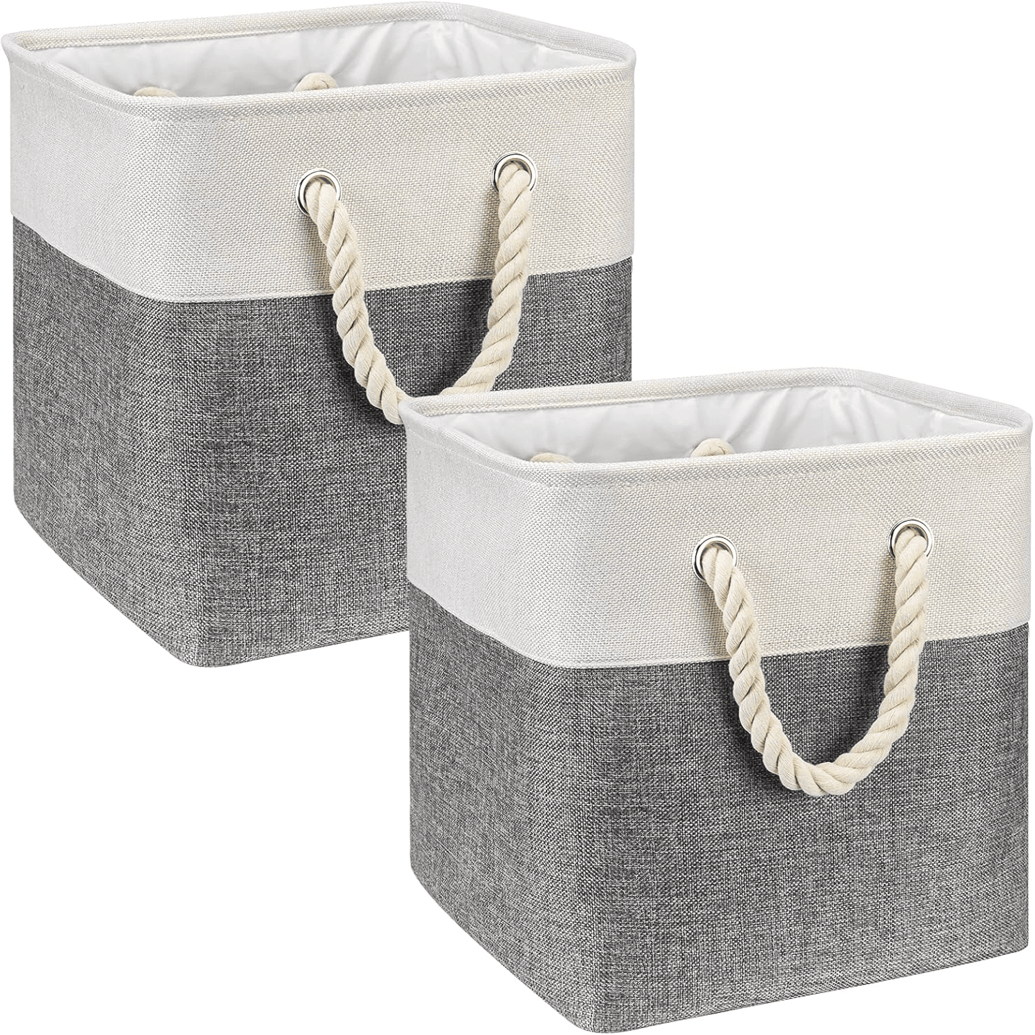 hlquji Fabric Cube Storage Bins 13x13x12.5 Inch Light-Brown Cube ...