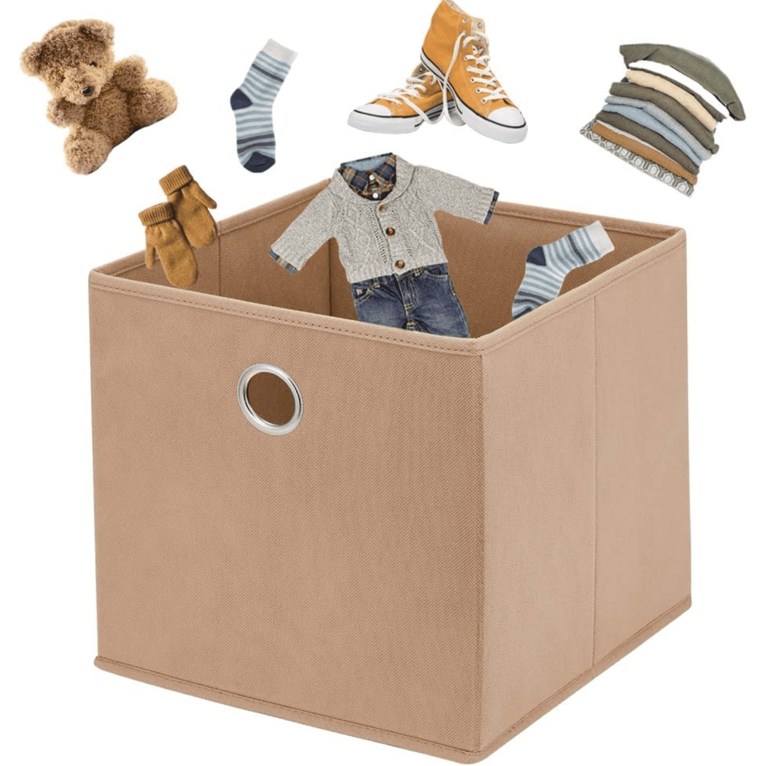 hlquji Fabric Storage Cubes Bins Blue Teal Printed Vertical Stripe ...