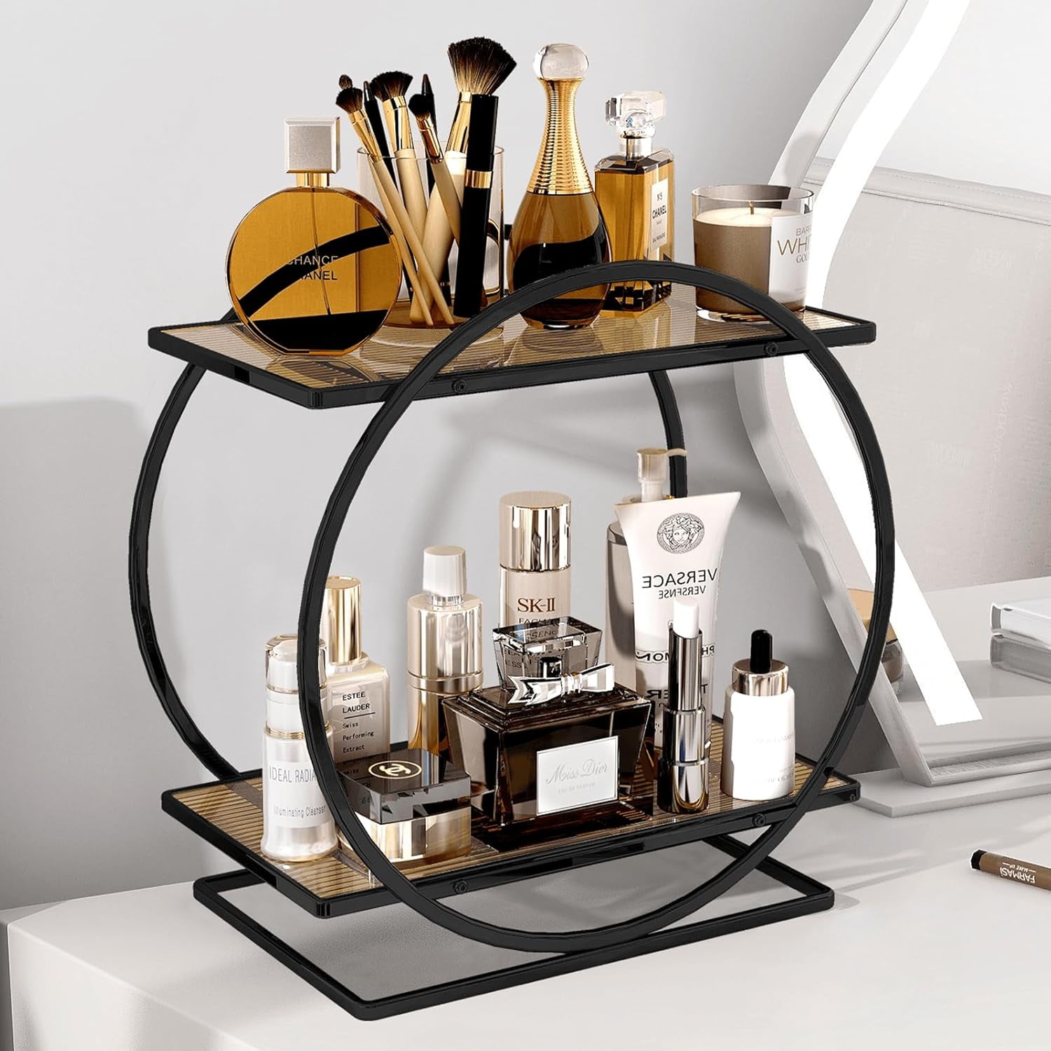 hlquji Green Perfume Organizer for Dresser 2-Tier Bathroom Counter ...