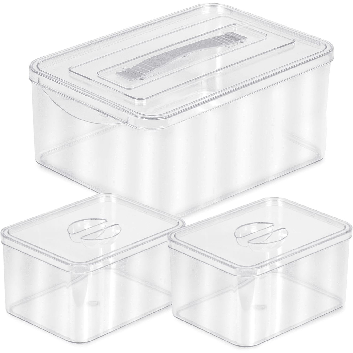 Hltser Homewares Clear Plastic Storage Bins with Lids - 1 Large and 2 ...