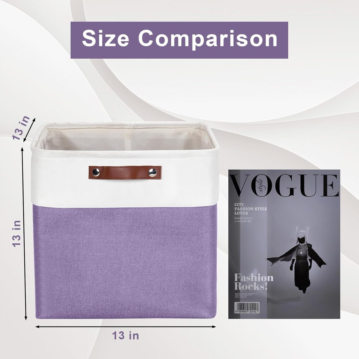 hlquji Large Fabric Storage Baskets | 50L Storage Bins Decorative Linen ...