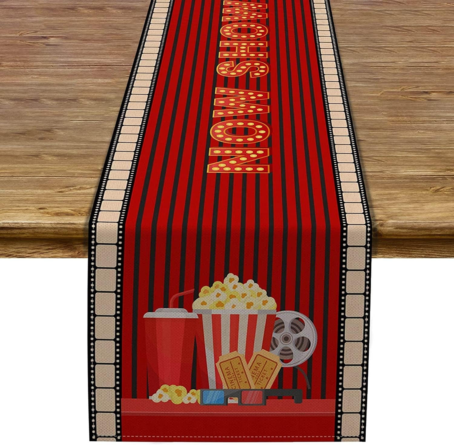 Hltser Movie Night Table Runner Now Showing Table Decor Movie Themed ...