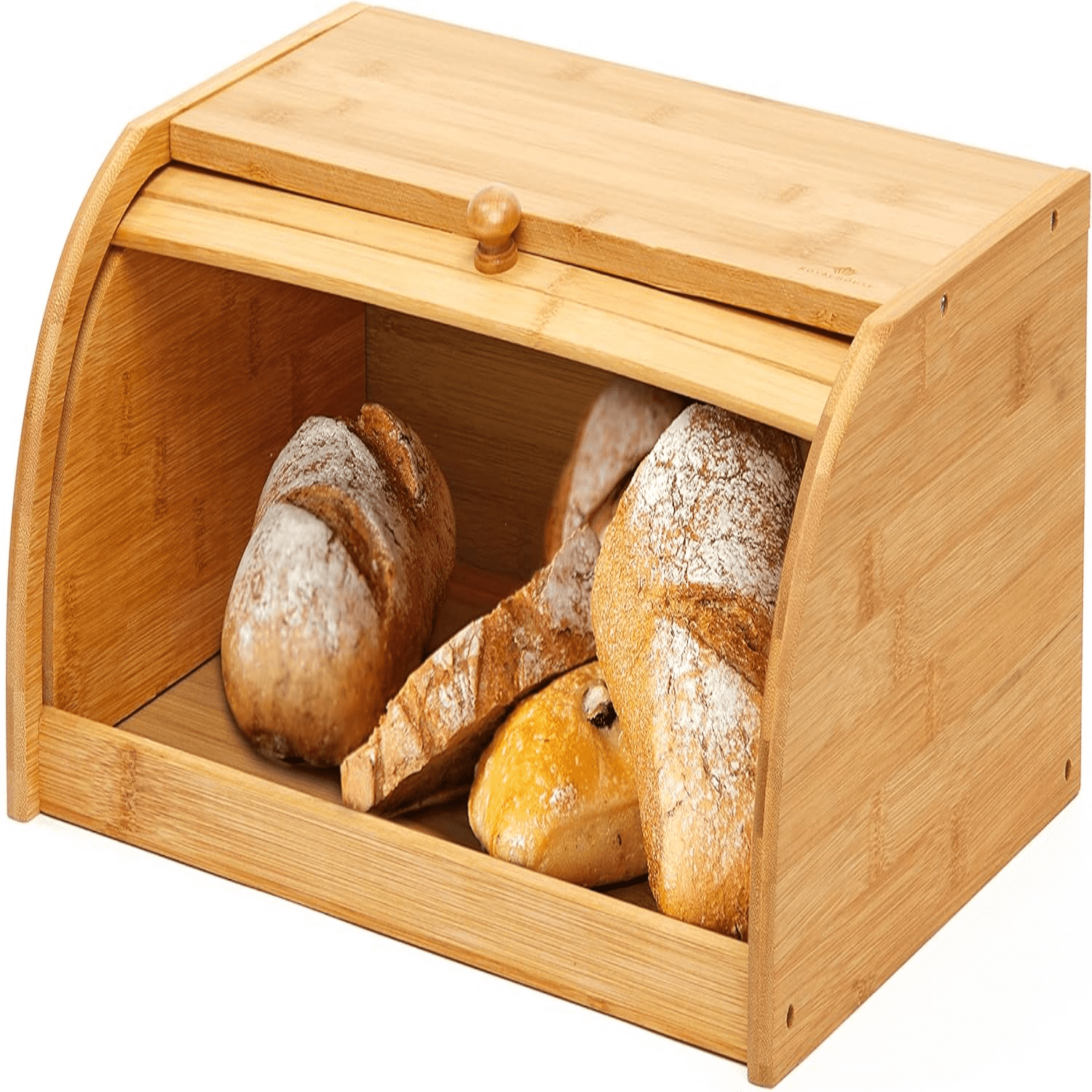hlquji Natural Bamboo Roll Top Bread Kitchen for Countertop Food ...