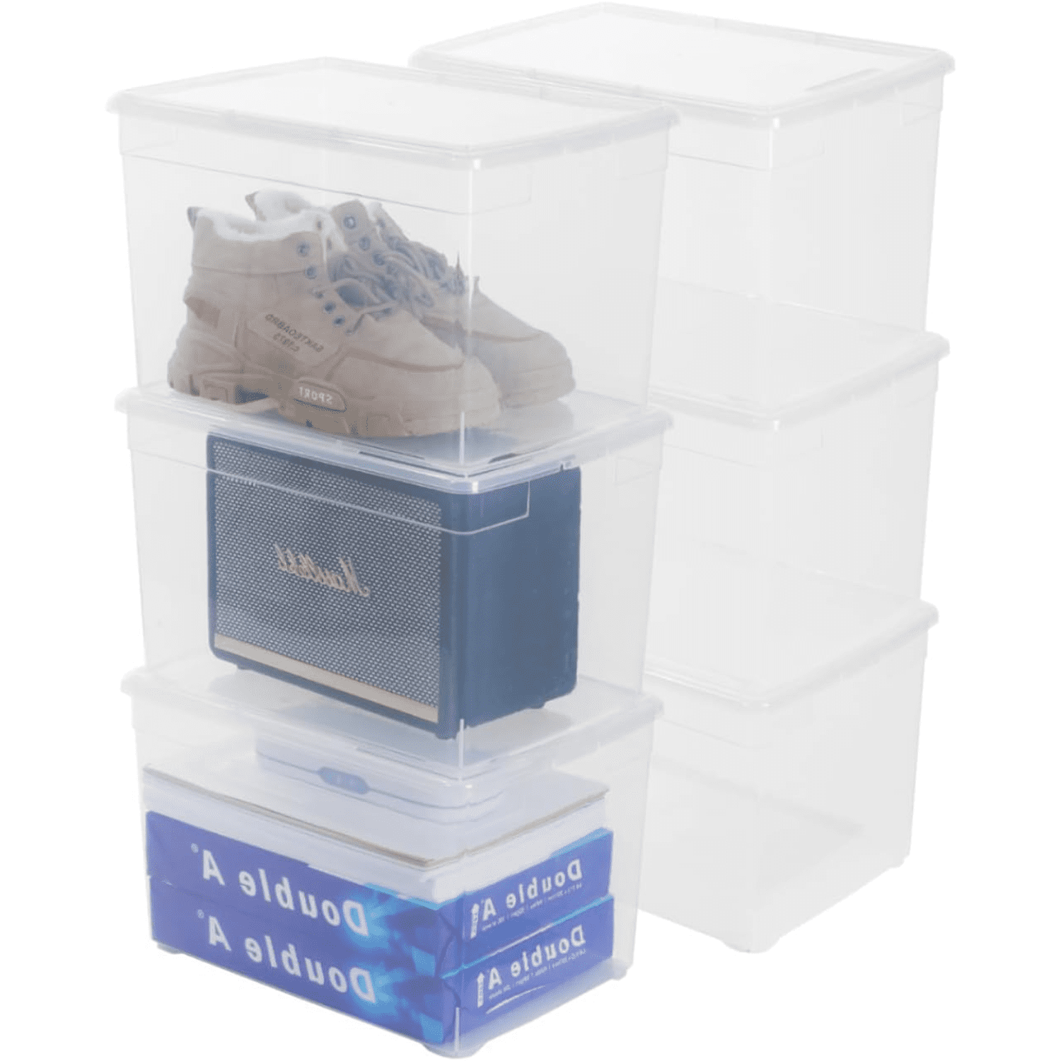 hlquji Shoe Storage Clear Plastic Stackable Storage with Lid Durable ...