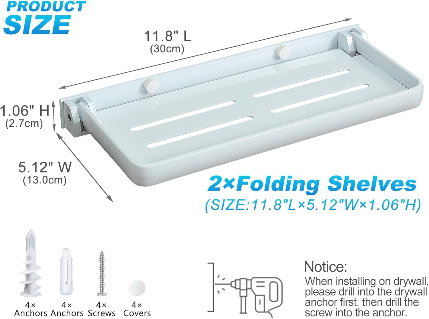 hlquji Small Folding Wall Shelf RV Aluminum Foldable Shelves 90° Fold ...