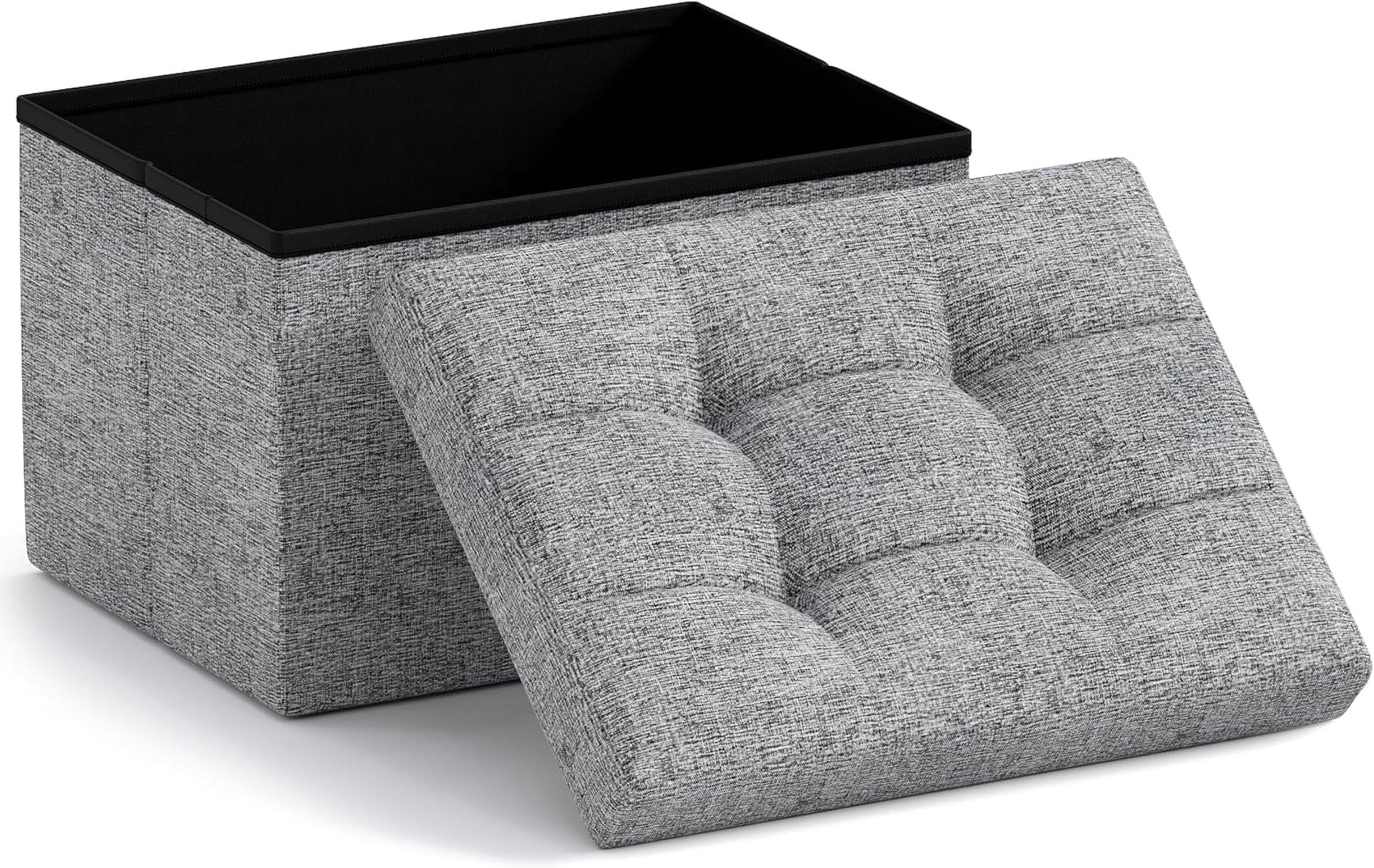 hlquji Small Storage Ottoman Foldable Collapsible Rectangle Linen ...