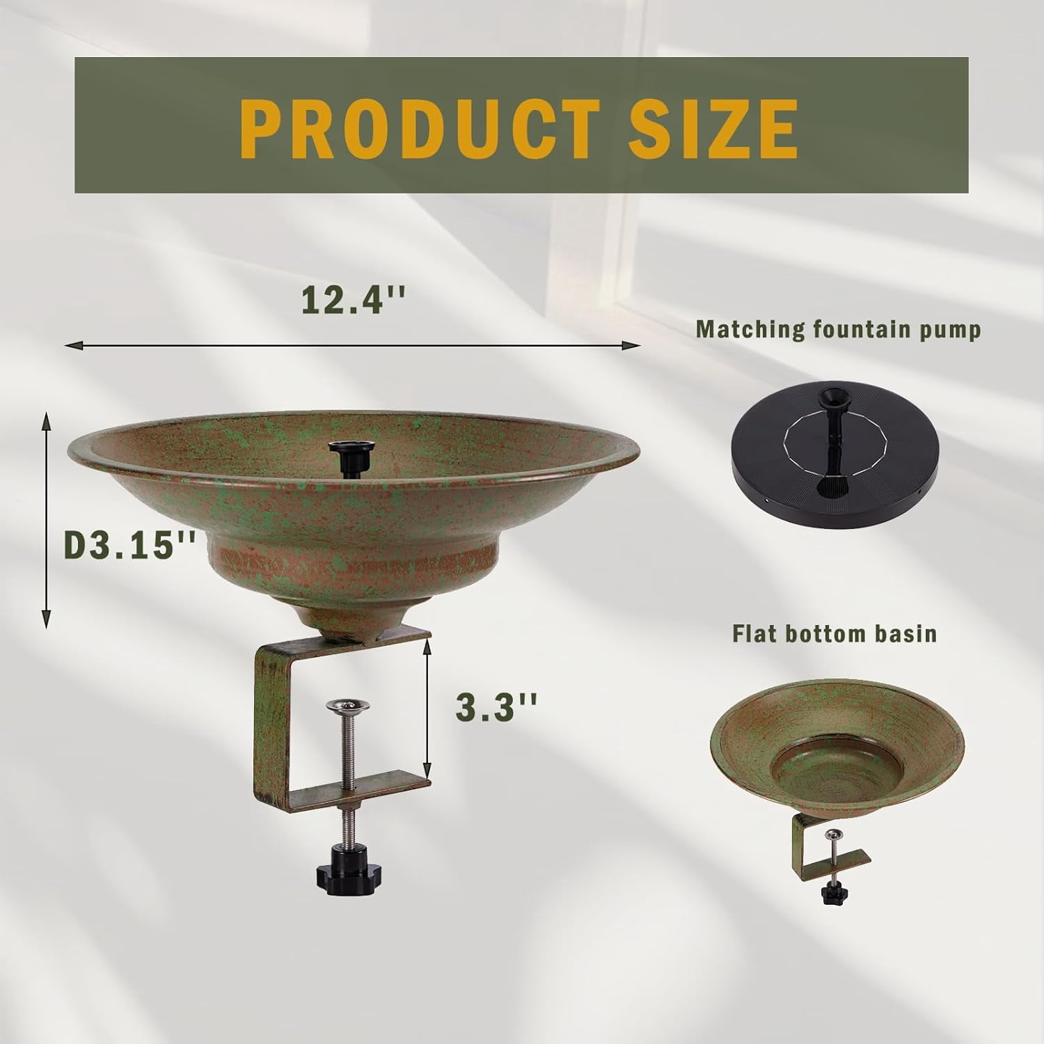 sasyxdc Solar Bath Deck Bath with Solar Fountain Metal Bath Bubbler ...