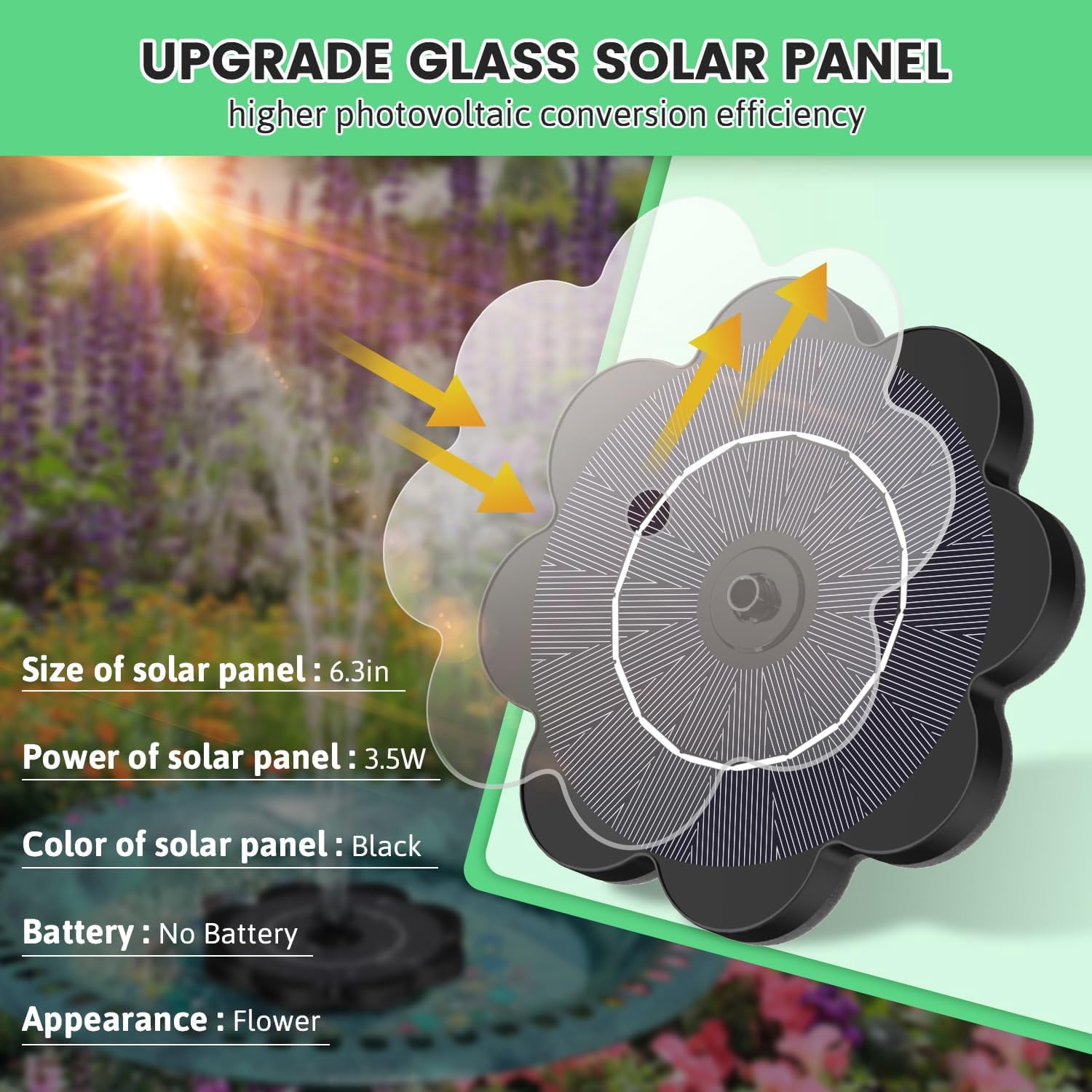 hlquji Solar Water Fountain with Flower Pattern No Battery Faster ...