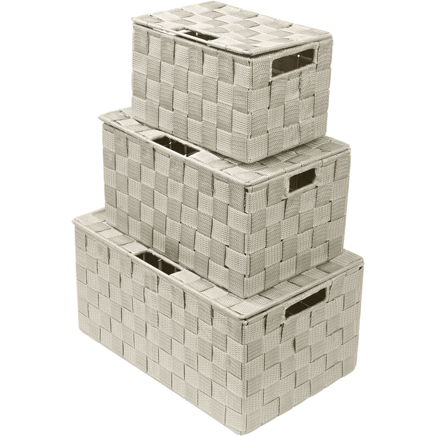 hlquji Storage Basket with Lid Mesh Hand-Woven Basket Decorative ...