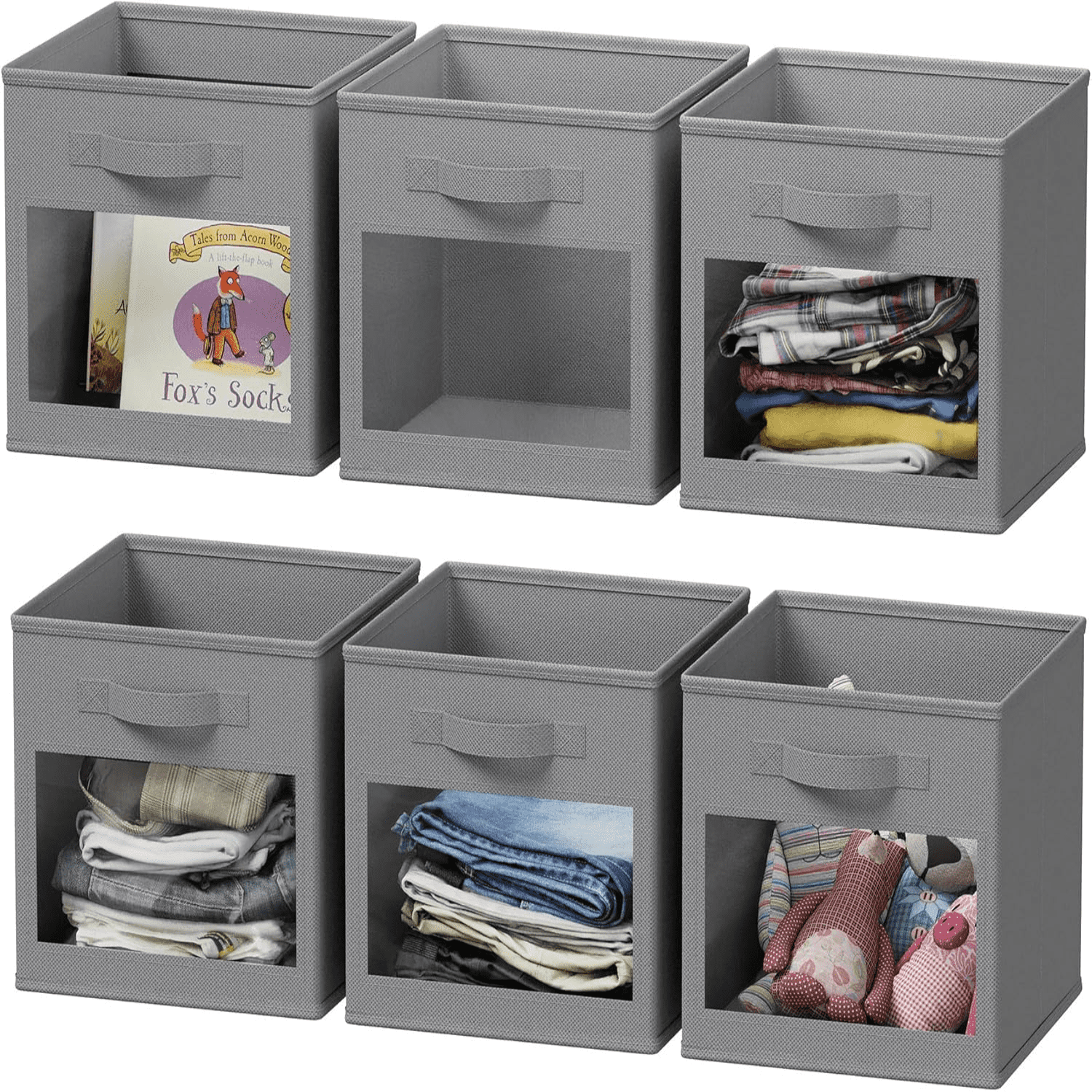 Hltser Storage Cubes with Clear Windows Fabric Bins 11 Inch Foldable ...